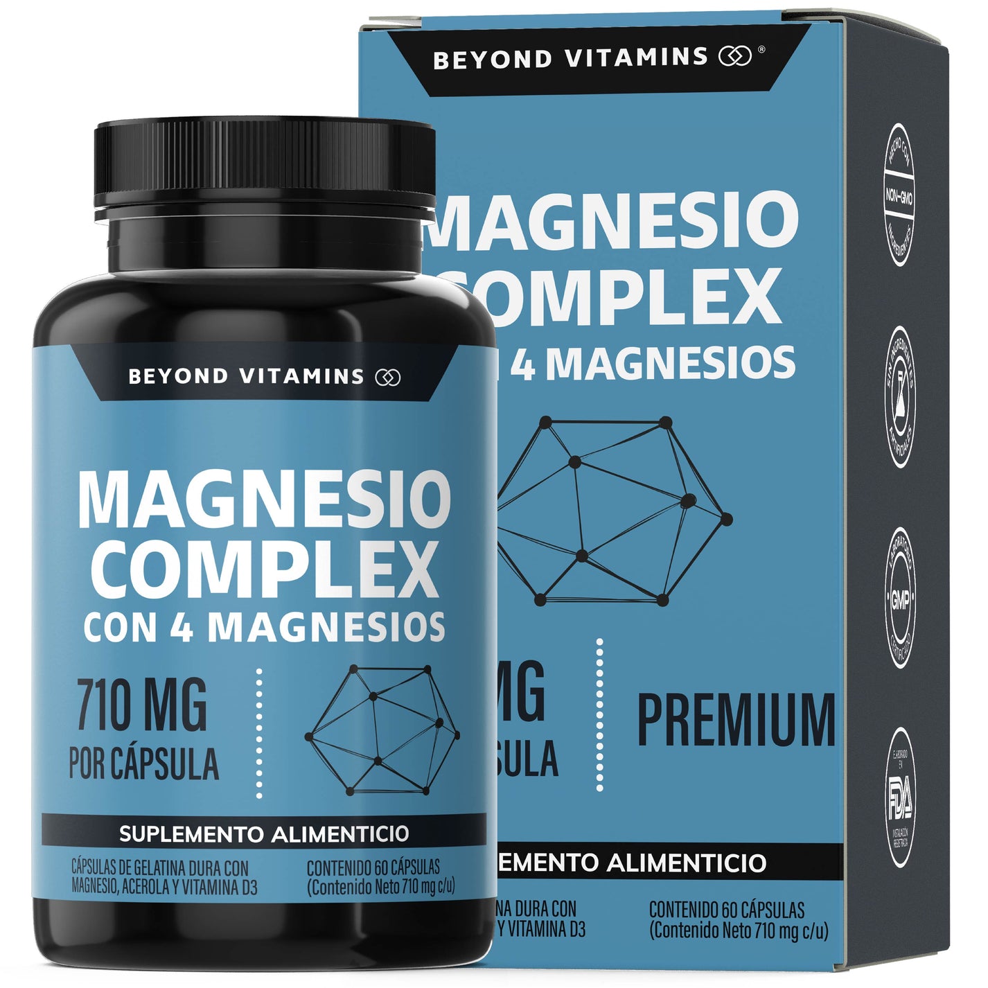 Magnesio complex con 4 magnesios - 60 cápsulas – Beyond Vitamins