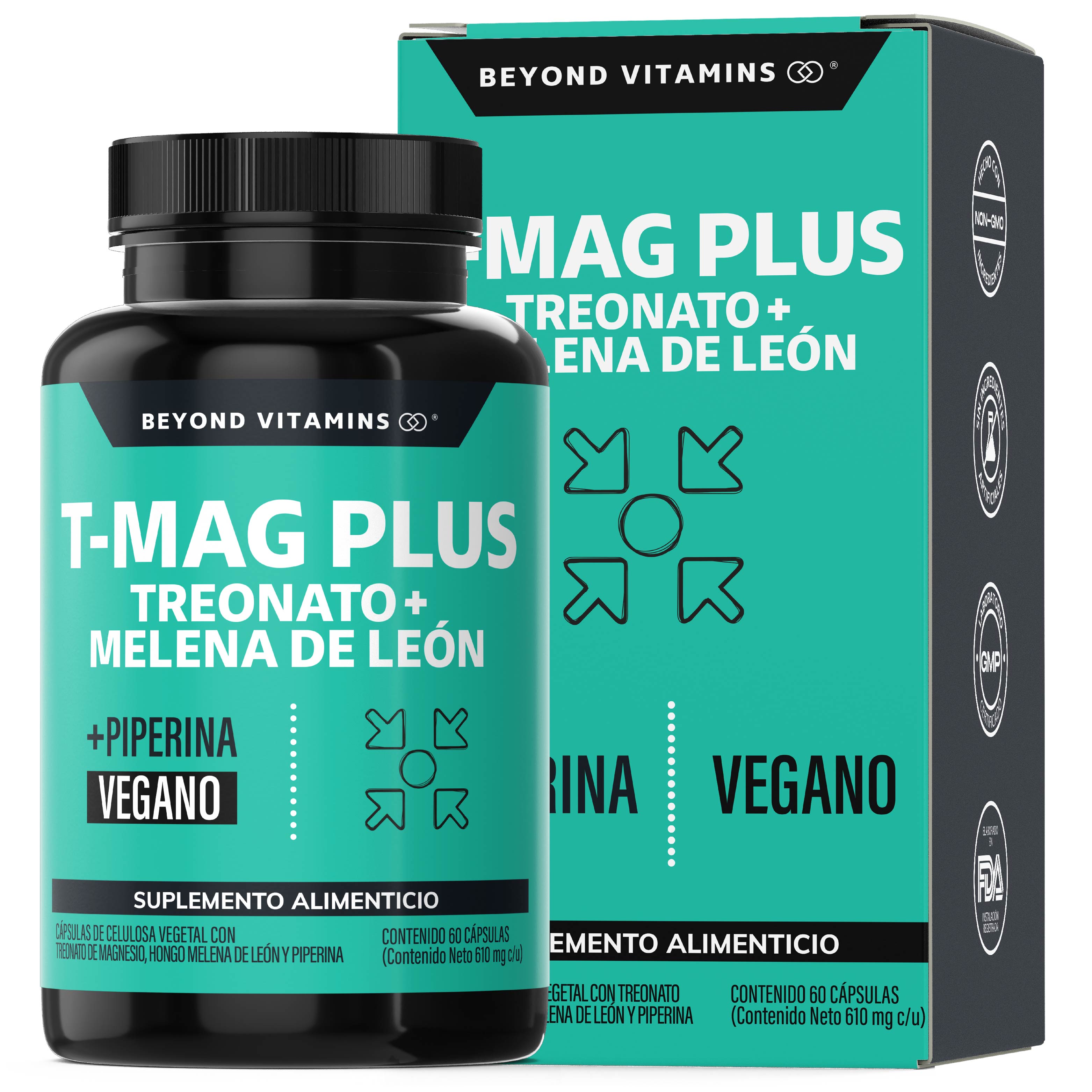 T- MAG PLUS | Treonato + Melena de León - 60 Cápsulas – Beyond Vitamins